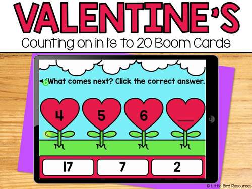 Valentine’s Day Counting On Up to 20 Boom Cards Counting Forward ...