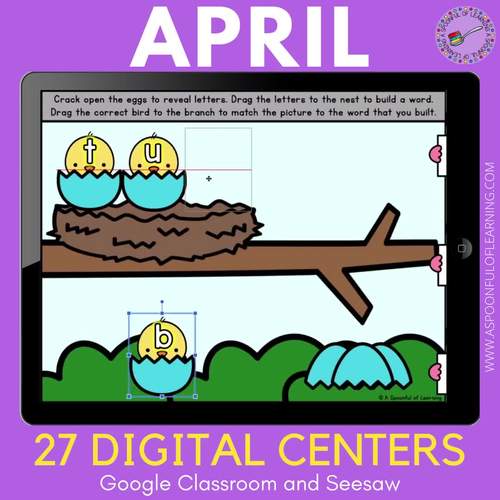 April Digital Centers for Kindergarten - Math & Literacy | Distance ...