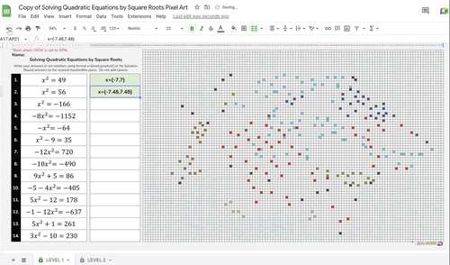 Solving Quadratic Equations by Square Roots Coloring Printable and ...