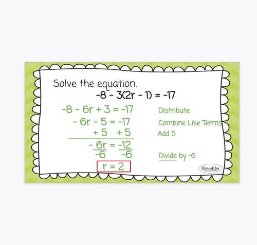 Algebra - Solving Multi-Step Equations - Guided Lesson, Notes ...