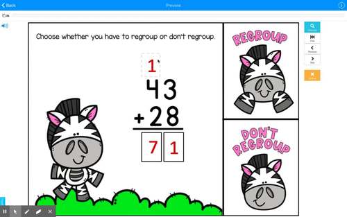 Double Digit Addition Regroup/ Don't - Boom Cards - Digital Learning