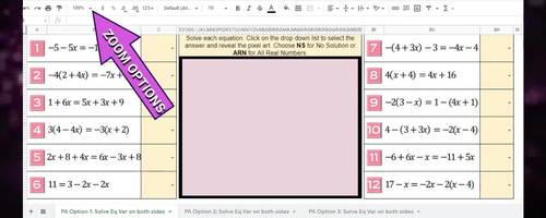 PIXEL ART: Solve Equations: Variables both sides special Cases DISTANCE ...
