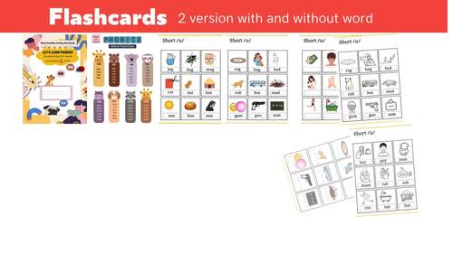 CVC Word Short Vowel " u " Phonic practice Worksheets Flashcards and ...