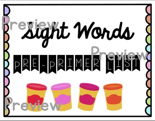 WORD WORK Sight Word Play Dough Mats (Dolch Pre-Primer List) DAILY 5