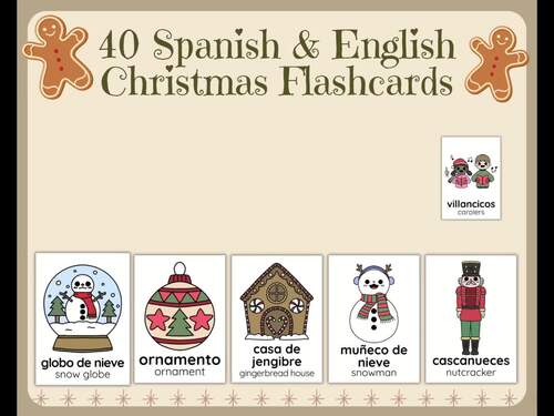40 Spanish and English Bilingual Christmas Vocabulary Flashcards ...