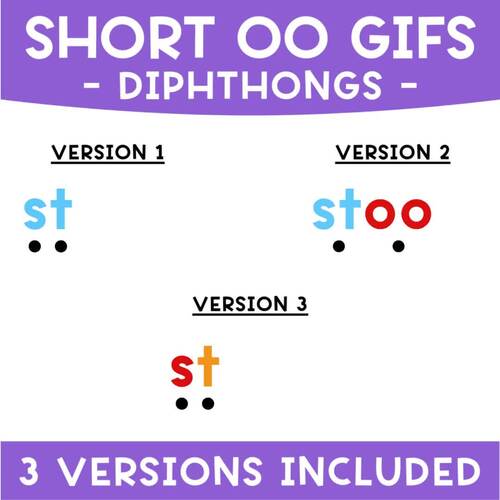 SHORT OO Words Diphthongs GIFS by Teacher Cloud | TPT