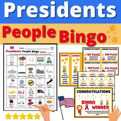 Presidents Day People Bingo President Activity No Prep by IncredibleDesigns