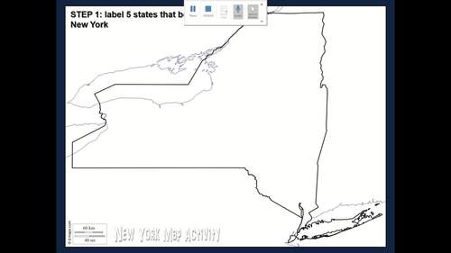 New York (state) Map Activity- fun, engaging, follow-along 25-slide PPT