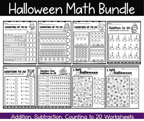Halloween Math Worksheets for Kindergarten and 1st Grade | Halloween ...