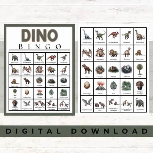 Dinosaur Bingo | Dino | Dinosaur Game by Healing Home | TPT