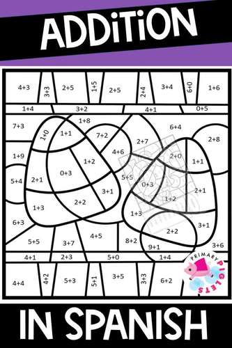 SPANISH HALLOWEEN COLOR BY NUMBER CODE ADDITION TO 10 & 20 MATH FACTS ...