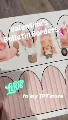 Valentine's Bulletin Board Borders and Wall Pink Gnomes and Puppies Decor