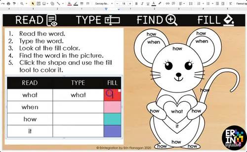 Valentine's Day Color by Sight Word | Editable Typing Practice on ...