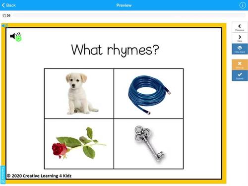 What Rhymes? ABA Boom Cards for Distance Learning by Creative Learning ...