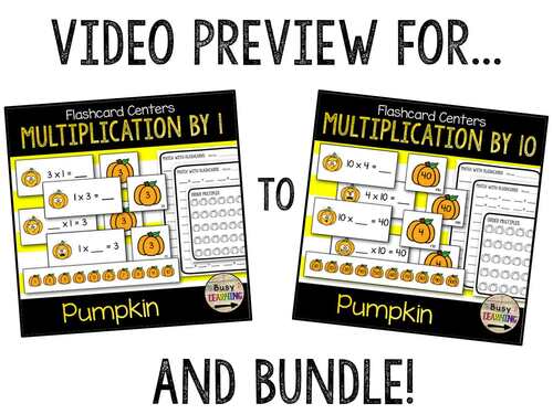 Fall Halloween Pumpkin Multiply by 8 Flashcard Centers; Missing Factor ...