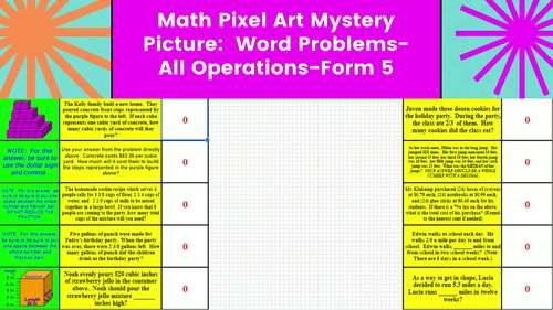 Poke'mon Problem Solving-Pixel Art Mystery Pic-Word Problems-Form 5 ...