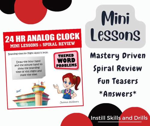 24 Hour Clock: Converting Digital to Analog Clock Spiral Review Activities