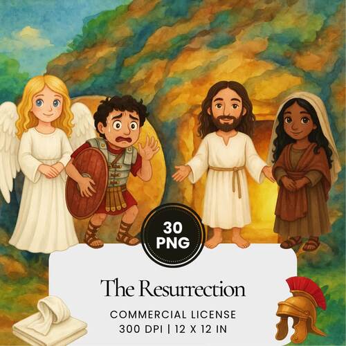The Resurrection New Testament Bible Story Watercolor Clipart by Ikota ...