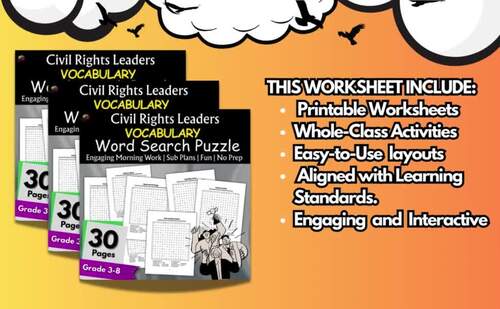 Civil Rights Leaders Word Search Puzzle Activities 4th,5th,6th,7th,8th ...