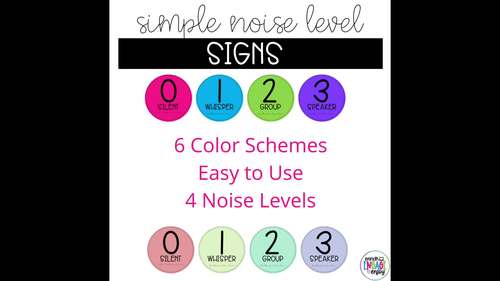 Simple Noise Level Signs by Enrich Engage Enjoy | TpT