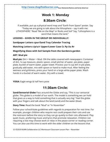 Montessori Lesson Plans Fully Written Four Elements Native American ...