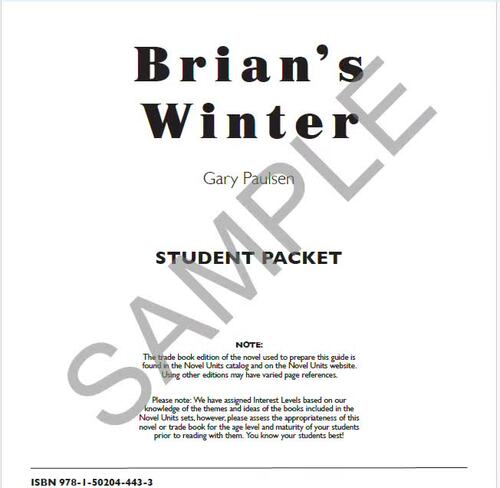Brian's Winter Novel Units® Student Packet Novel Study | TPT