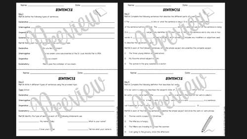 Identifying & Writing Sentences Bell Ringers for Upper Elementary ...