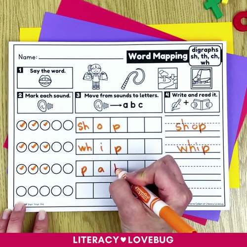 Word Mapping No Prep Digraphs, Blends, and More by Literacy Lovebug