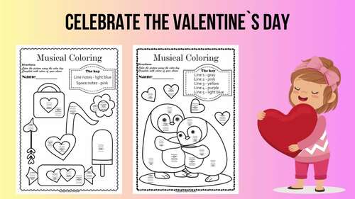 Music Coloring by Lines & Spaces – Valentine’s Day Music Activities ...