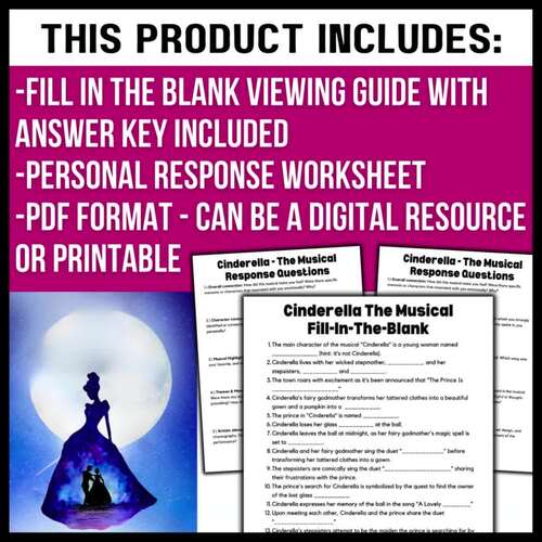 Cinderella the Musical: Fill In The Blank Viewing Guide & Response Worksheet