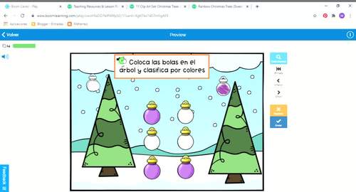 BOOM CARDS de NAVIDAD :Clasificar por colores- Christmas Distance Learning