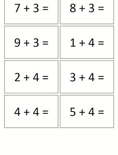Addition and Subtraction Basic Fact Cards by Primary Number Problems
