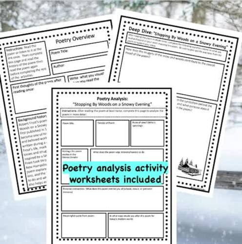 Stopping By Woods on a Snowy Evening Poem Worksheets by TeachWithBri