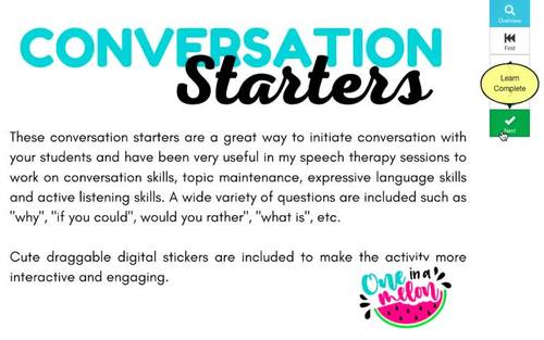 Fun Conversation Starters | Boom Cards by Sharon Burgess Ortho | TpT