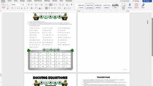 8th Grade Math Review Multistep Equations Variables Both Sides Worksheet