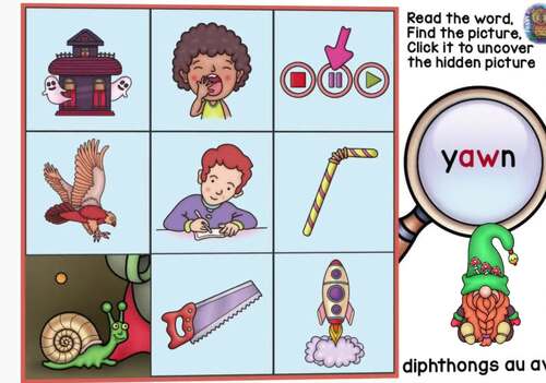 AU AW Diphthongs Boom Cards by Funny Owl | TPT