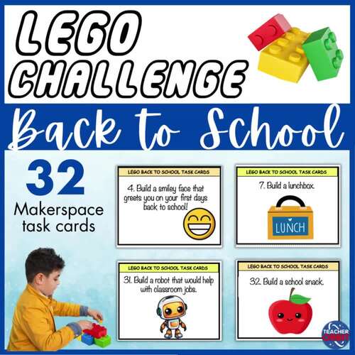 Back to School Makerspace LEGOS Task Cards STEM Early Finishers Tub