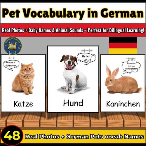 German Pets Vocabulary Bundle – Real & Illustrated Flashcards ...
