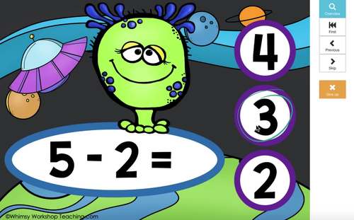 Boom Cards Math Subtract Within 10 Aliens Digital Task Cards Distance ...