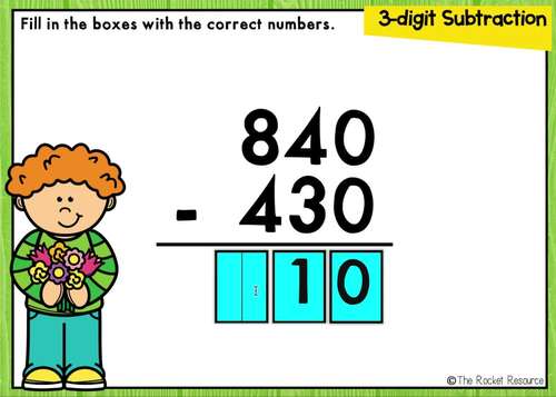 Spring 3-Digit Subtraction With and Without Regrouping BOOM™ Cards 2.NBT.7