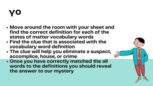 Phases of Matter Crime Scene-Middle/HS Using Definitions to Solve the Crime