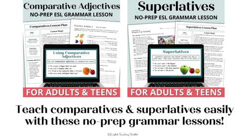 Adult ESL Grammar Worksheets & Activities - Comparatives & Superlatives ...
