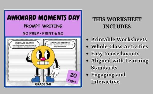 Awkward Moments Day Creative Writing | Printable Worksheets Grades 3–8