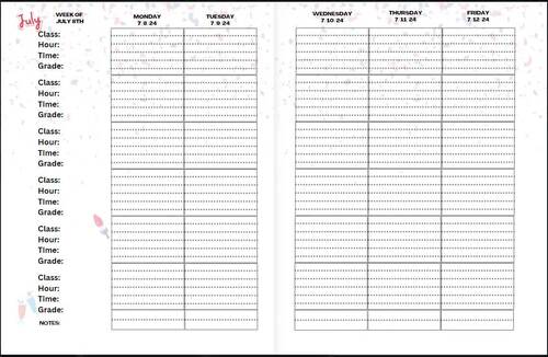 Middle and High School 6 Period Teacher Planner 2025-2026 Printable Bundle