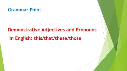 Demonstrative Adjectives and Pronouns in English: this/that/these/those