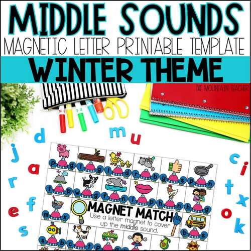 Winter Middle Sounds Worksheet on Magnetic Letter Printable Cookie Sheet