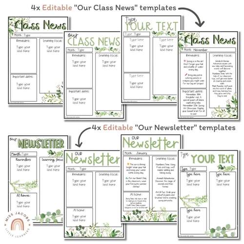 Classroom Newsletter Templates | Editable | Botanical Classroom Theme