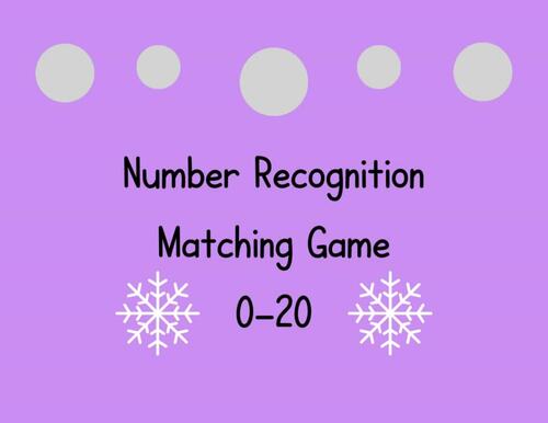 Number Recognition 0-20 Matching Game: Snowflakes by Ps Creative Zone