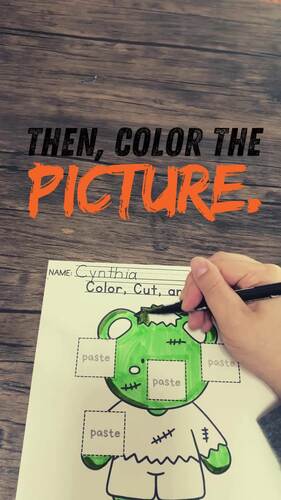 Spatial Reasoning Puzzle Color Cut Paste Worksheet Frankenstein's ...