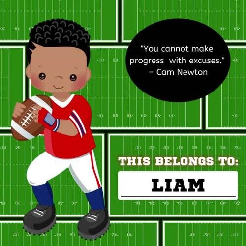 Football Pencil Box Labels for Students - EDITABLE by Strawberry Creations